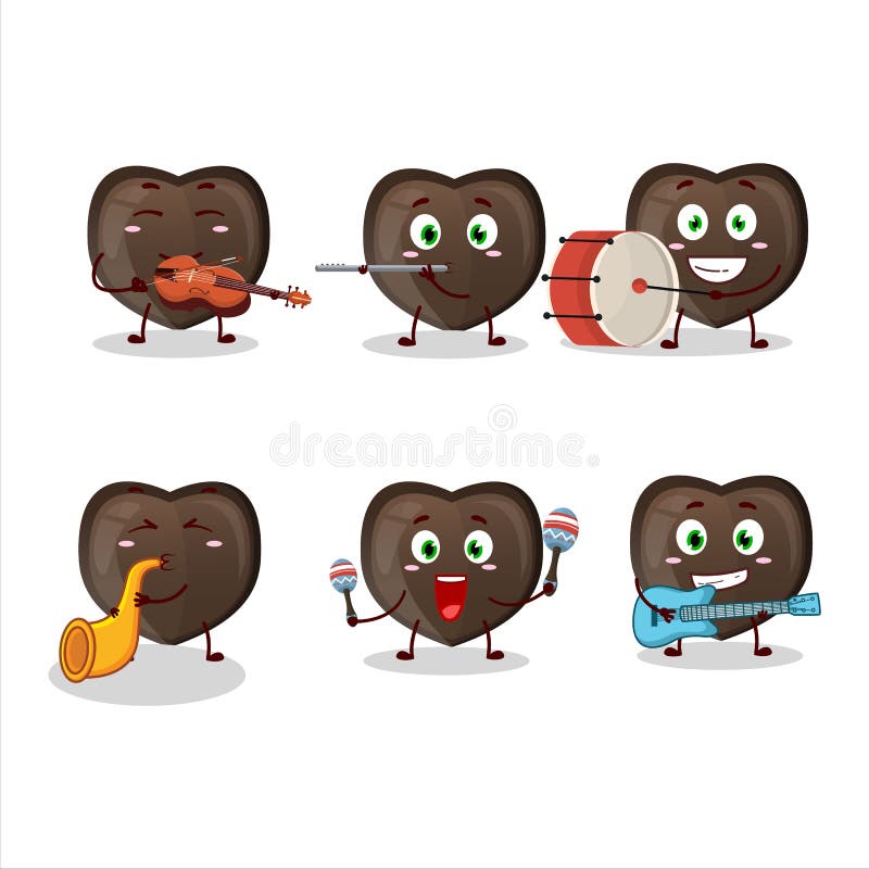Cartoon Character Of Love Chocolate Candy Playing Some Musical