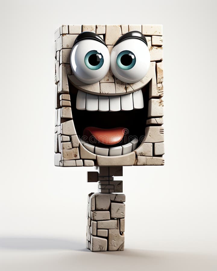A Cartoon Character Made Out of Bricks with Eyes and Mouth. Generative ...
