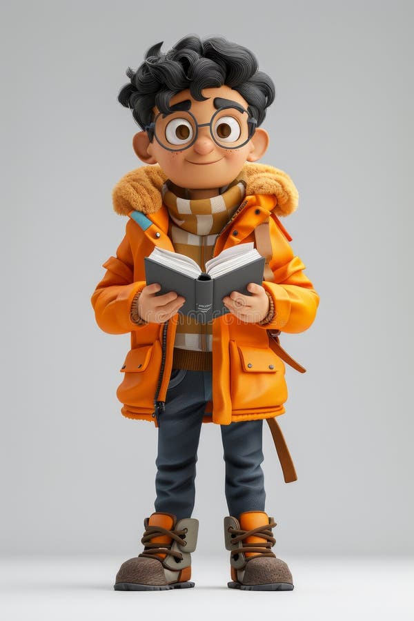 A Cartoon Character of a Man with a Book in His Hands. 3d Illustration ...