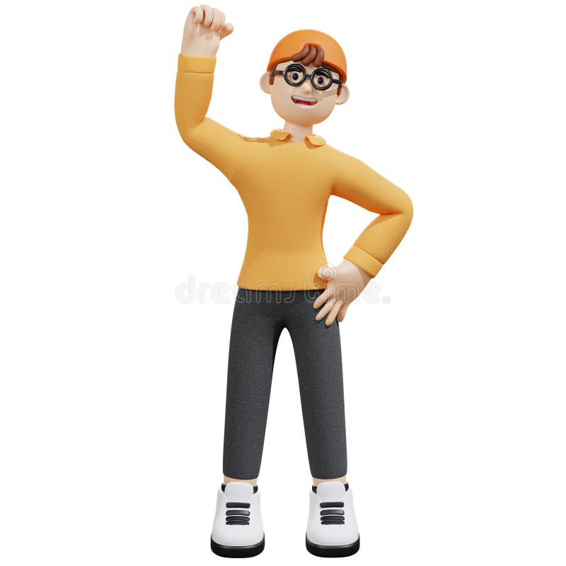 Cartoon Character a Man Celebrating His Success Stock Illustration ...