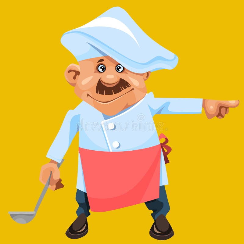 Cartoon Character a Man in the Form of a Cook with a Ladle Stock Vector ...