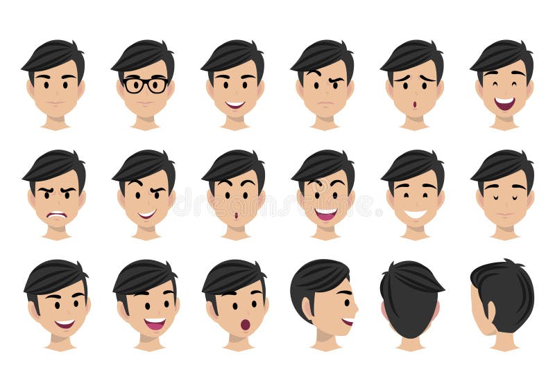 Cartoon Character with Man Head Vector Set Stock Vector - Illustration ...
