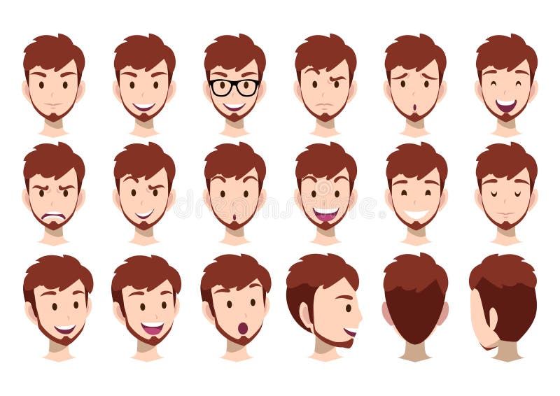 Cartoon Character with Man Head Vector Set. Stock Vector - Illustration ...
