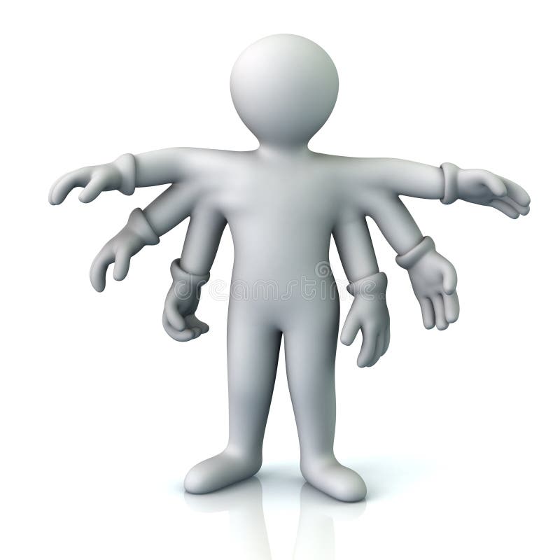Man with six arms stock illustration. Illustration of arms - 20432692