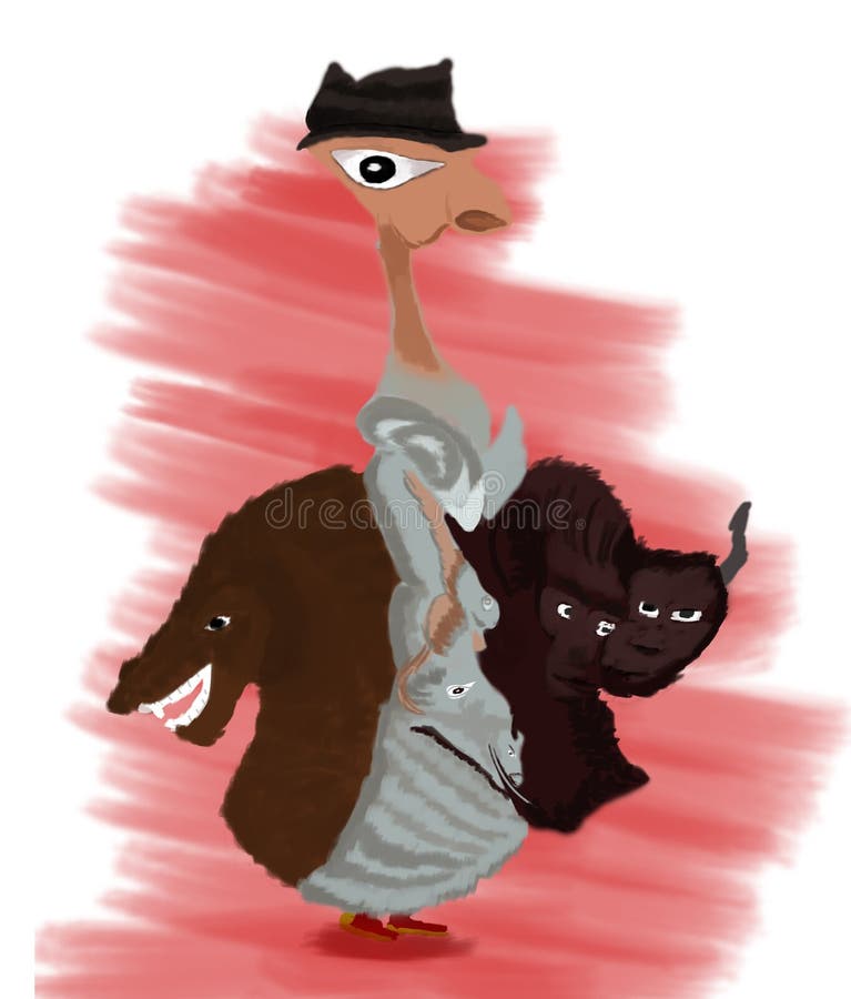 Cartoon Character with Many Characters in Side Stock Image - Image of ...