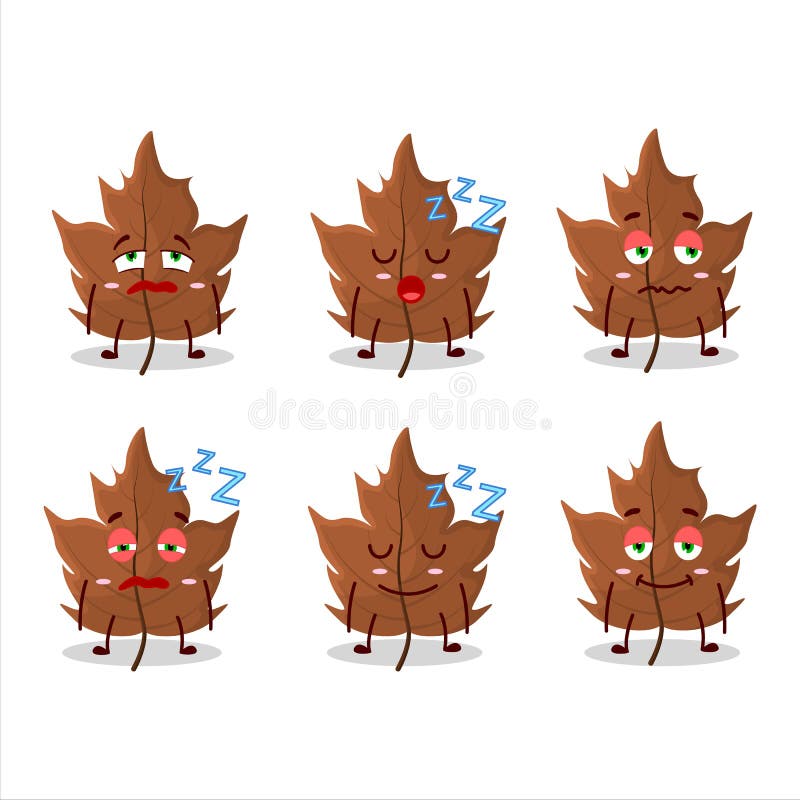 Cartoon Character of Maple Dried Leaf with Sleepy Expression Stock ...