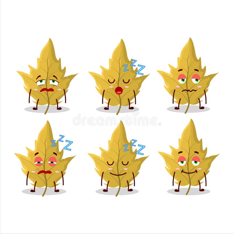 Cartoon Character of Maple Yellow Leaf with Sleepy Expression Stock ...