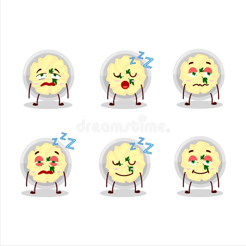 Cartoon Character of Mashed Potatoes with Sleepy Expression Stock ...
