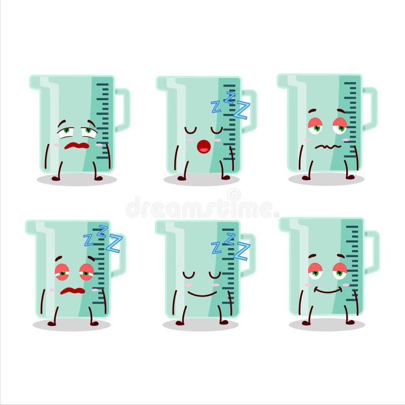 Cartoon Character of Measuring Cup with Sleepy Expression Stock Vector ...