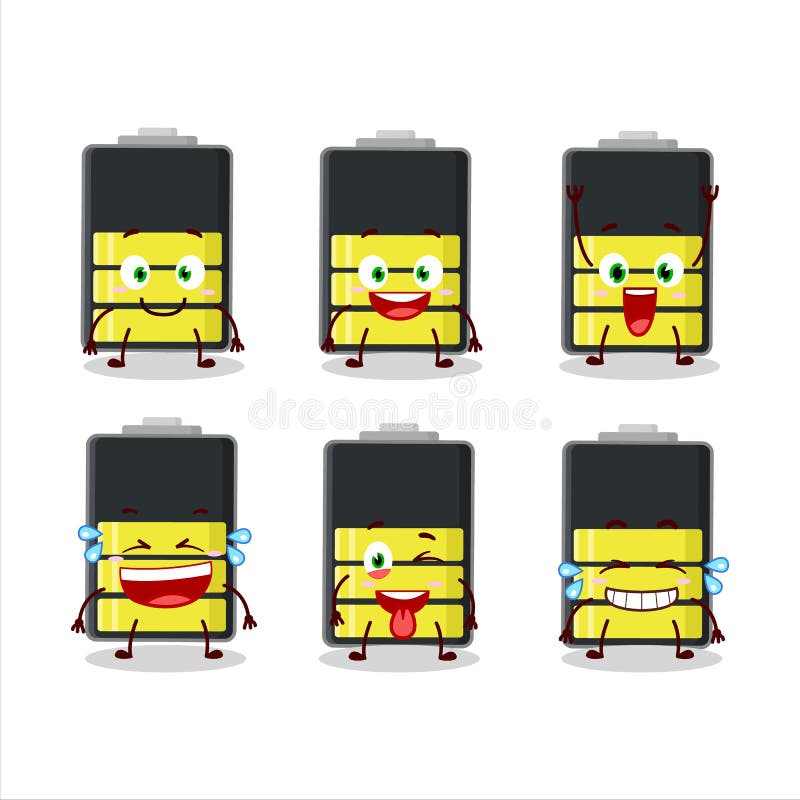 Medium Battery Cartoon Character with Cute Emoticon Bring Money Stock ...