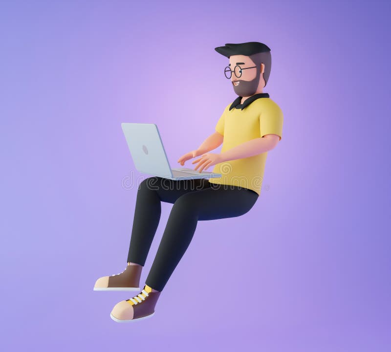 3d Character Using Laptop Stock Illustrations – 544 3d Character Using ...