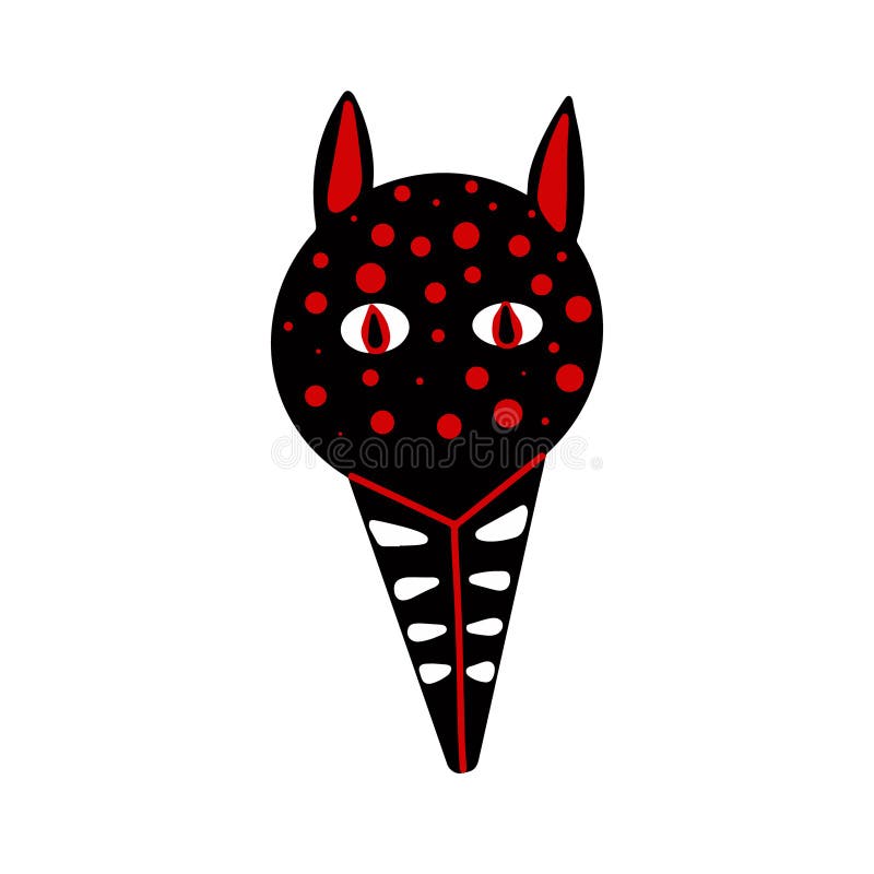 Cartoon Character Monster Black and Red, Vector Horror Illustration ...