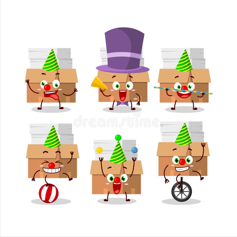 Cartoon Character of Office Boxes with Paper with Various Circus Shows ...