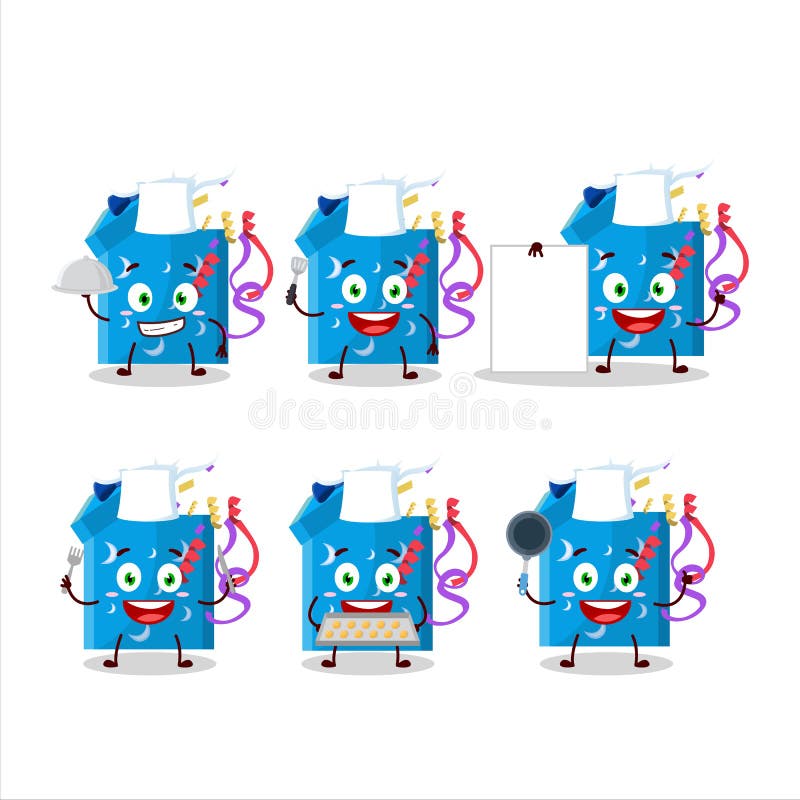 Cartoon Character of Open Magic Gift Box with Various Chef Emoticons ...