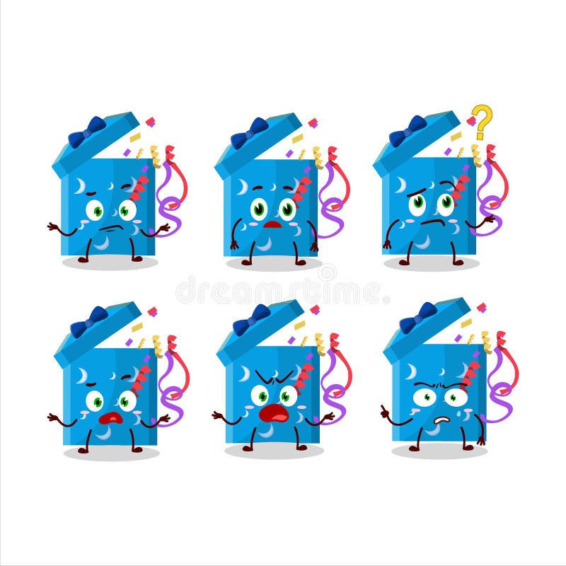 Cartoon Character of Open Magic Gift Box with What Expression Stock ...