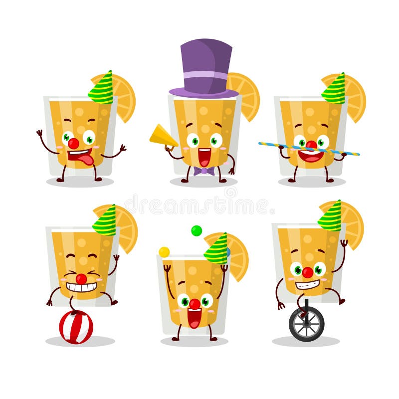 Cartoon Character of Orange Juice with Various Circus Shows Stock ...