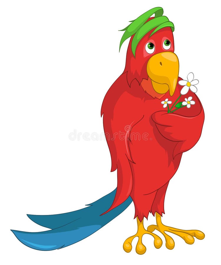 Cartoon Character Parrot stock vector. Illustration of cheerful - 21195016