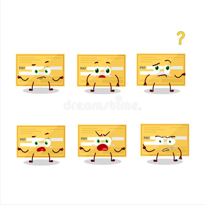 Cartoon Character of Payment Check Paper with What Expression Stock ...
