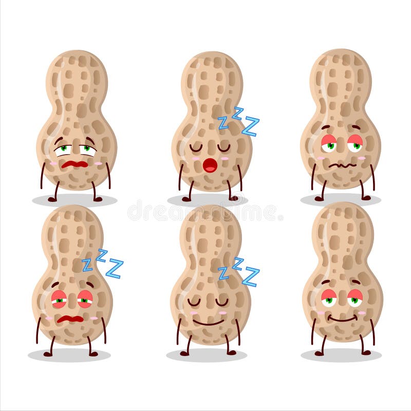 Cartoon Character of Peanut with Sleepy Expression Stock Vector ...