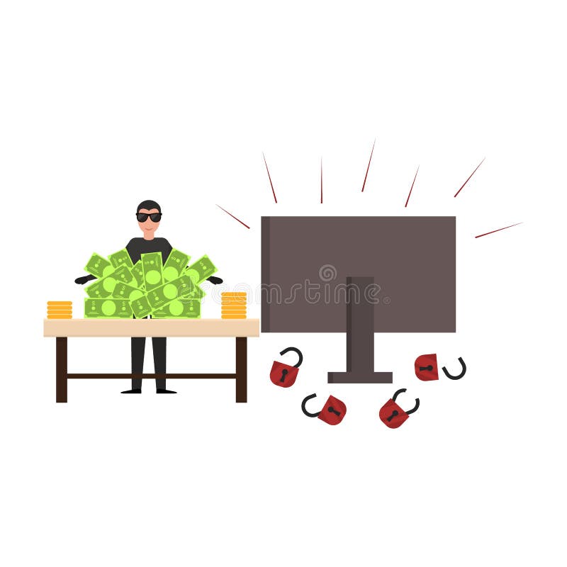 Cartoon Character Person Internet Hacker Concept. Vector Stock Vector ...