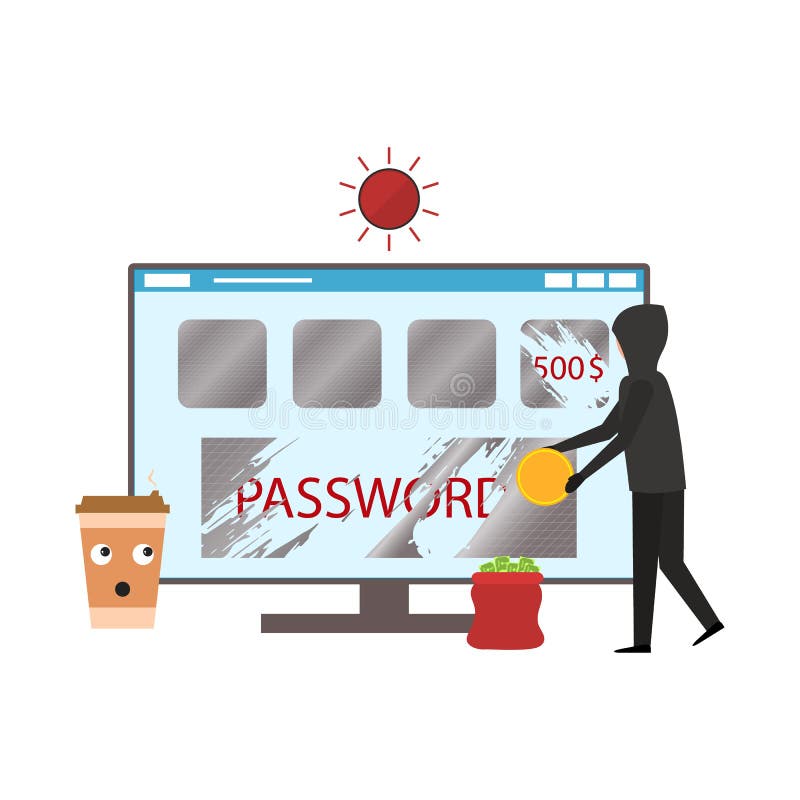 Cartoon Character Person Internet Hacker Concept. Vector Stock Vector ...