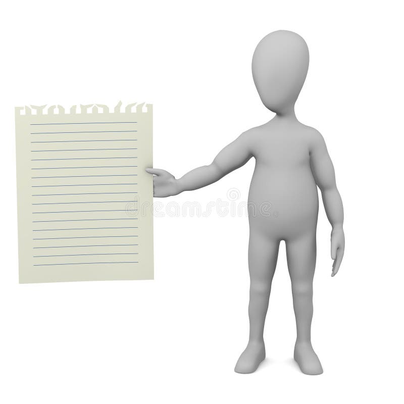 Cartoon Character with Piece of Paper (with Blue L Stock Illustration ...