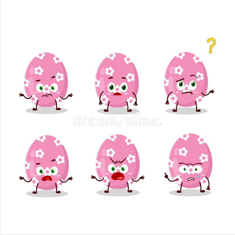 Cartoon Character of Pink Easter Egg with What Expression Stock Vector ...