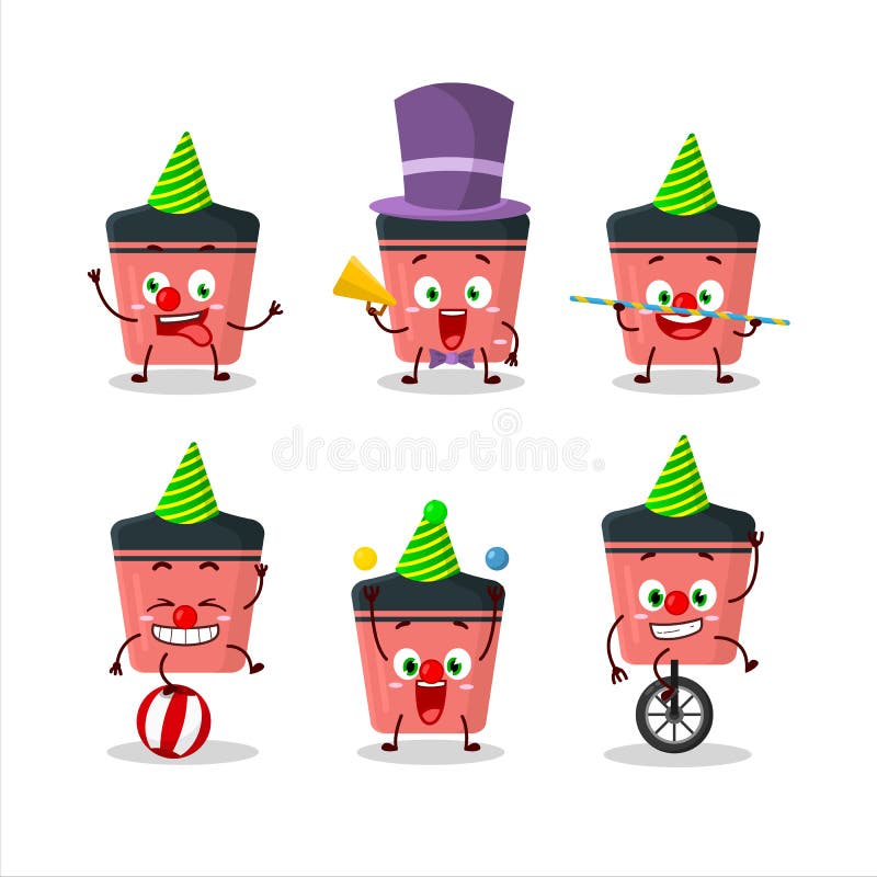 Cartoon Character of Pink Highlighter with Various Circus Shows Stock ...