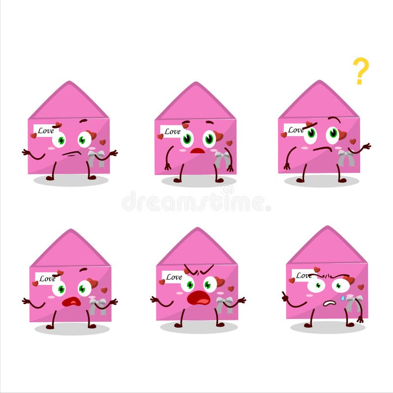 Cartoon Character of Pink Love Envelope with What Expression Stock ...