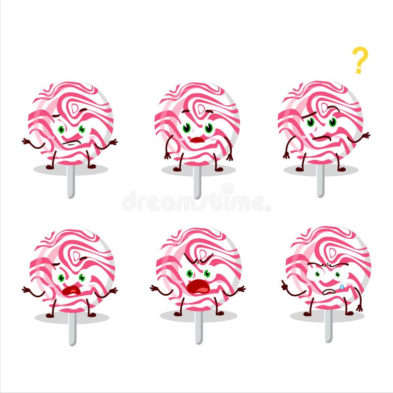 Cartoon Character of Pink Swirl Candy with What Expression Stock Vector ...