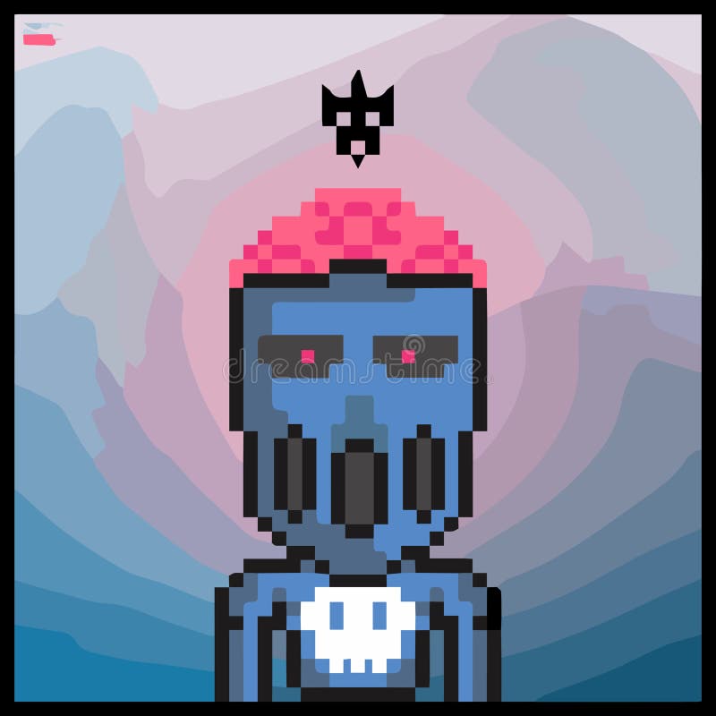 Cartoon Character in Pixel Vector Art Using a Color Filled Background ...