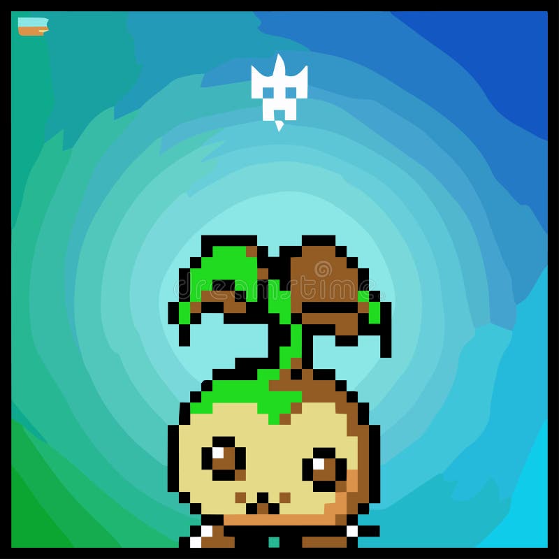 Cartoon Character in Pixel Vector Art Using a Color Filled Background ...