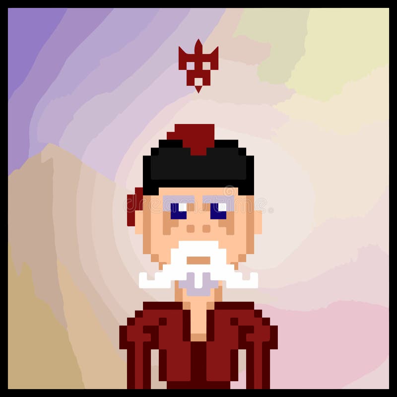 Cartoon Character in Pixel Vector Art Using a Color Filled Background ...