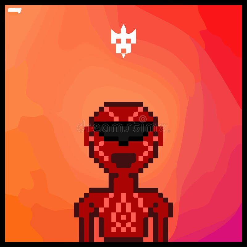 Cartoon Character in Pixel Vector Art Using a Color Filled Background ...