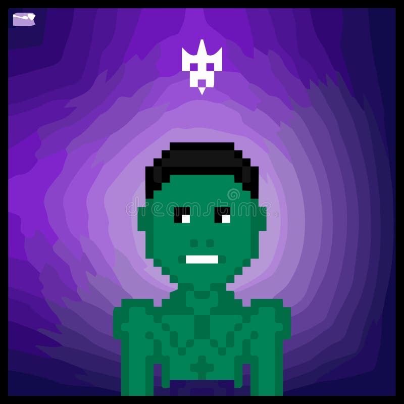 Cartoon Character in Pixel Vector Art Using a Color Filled Background ...