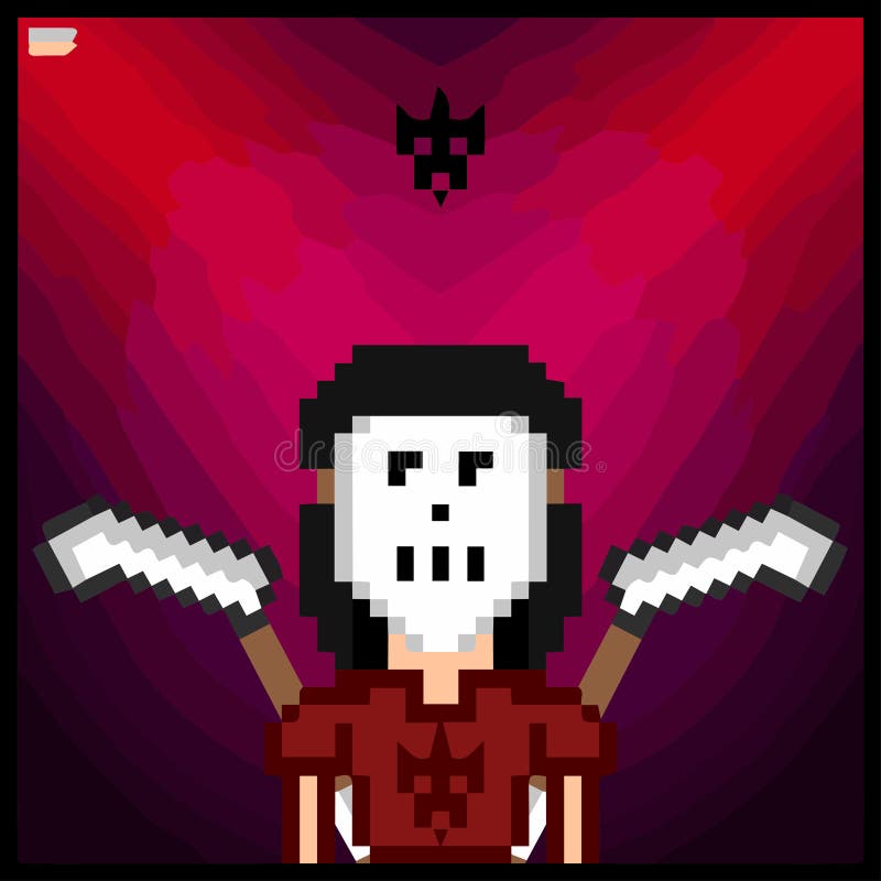 Cartoon Character in Pixel Vector Art Using a Color Filled Background ...