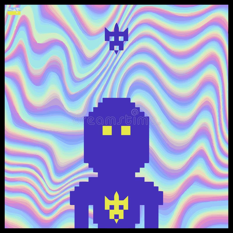 Cartoon Character in Pixel Vector Art Using a Color Filled Background ...