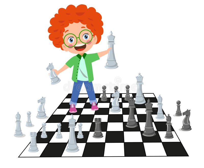 Cartoon Character Playing Chess Game Stock Illustration - Illustration ...