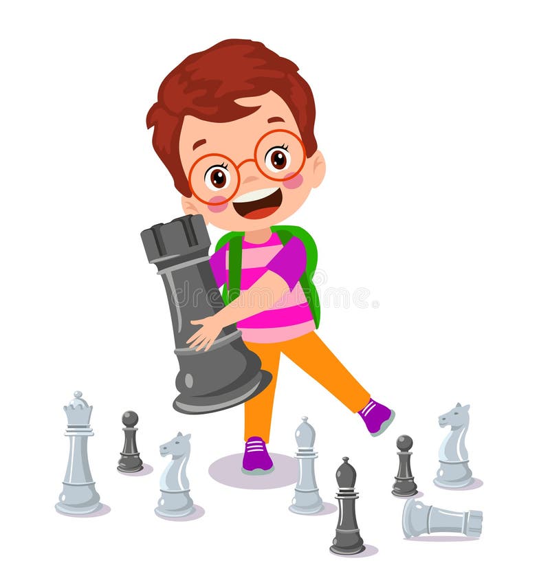 Cartoon Character Playing Chess Game Stock Illustration - Illustration ...
