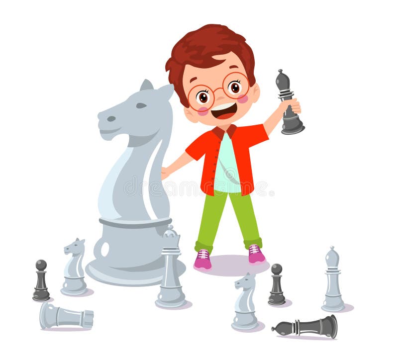 Cartoon Character Playing Chess Game Stock Illustration - Illustration ...