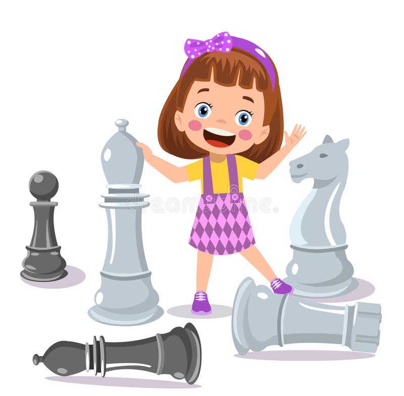 Cartoon Character Playing Chess Game Stock Illustration - Illustration ...