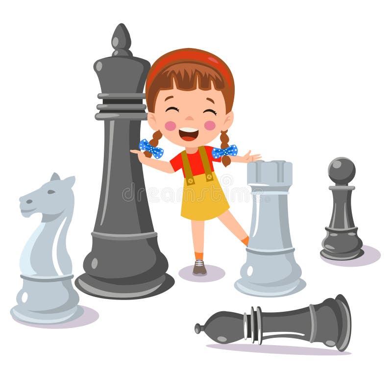 Cartoon Character Playing Chess Game Stock Illustration - Illustration ...