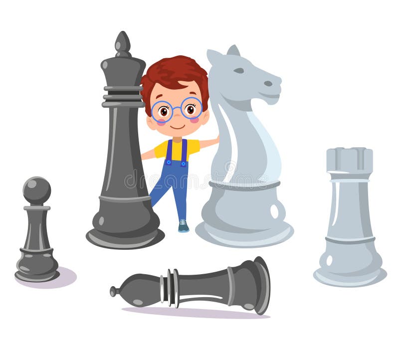 Cartoon Character Playing Chess Game Stock Illustration - Illustration ...