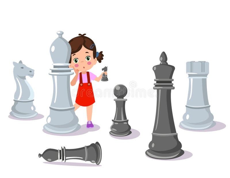 Cartoon Character Playing Chess Game Stock Illustration - Illustration ...