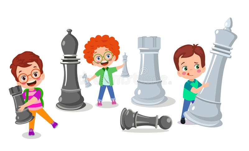 Cartoon Character Playing Chess Game Stock Illustration - Illustration ...