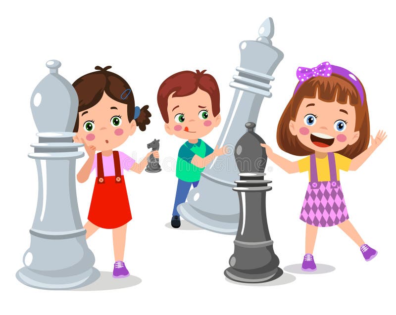 Cartoon Character Playing Chess Game Stock Illustration - Illustration ...