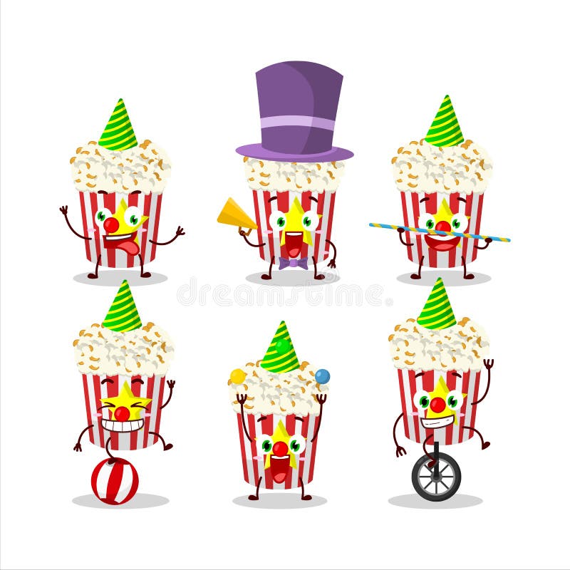 Cartoon Character of Pop Corn with Various Circus Shows Stock Vector ...