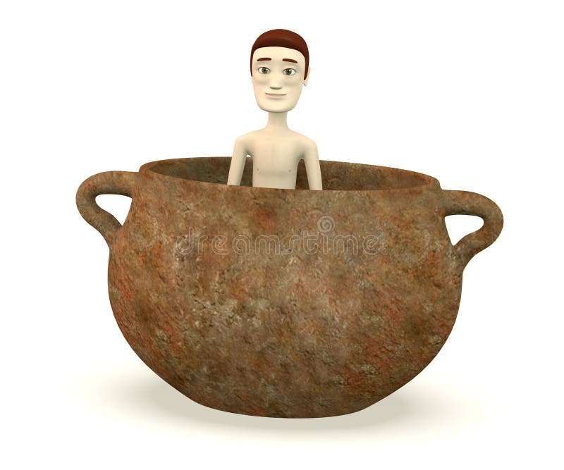 Cartoon Character in Prehistoric Vase Stock Illustration - Illustration ...