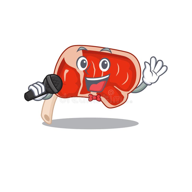 Cartoon Character of Prime Rib Sing a Song with a Microphone Stock ...