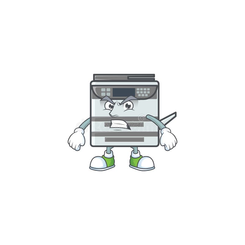 Angry Copier Machine Above Mascot Wood Table Stock Vector ...